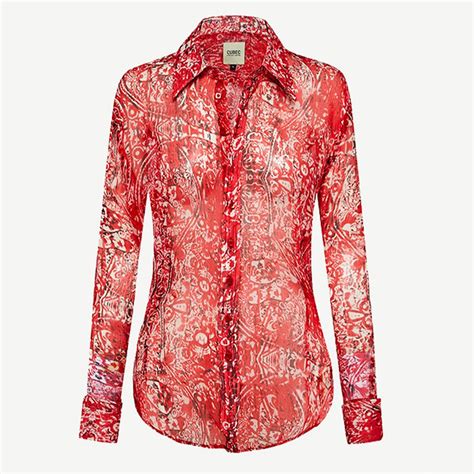 Red Twist Silk Blouse Cubec Clothing