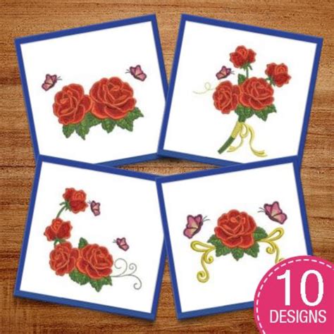 Red Roses Embroidery Design Pack Embroidery Sets At