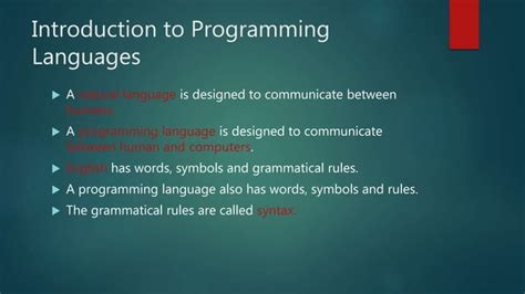 Introduction To Programming Languages Pptx Programming Languages Computing