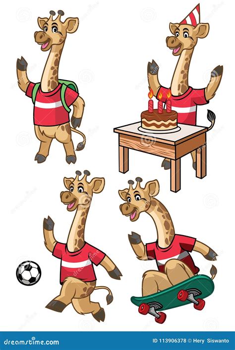 Girrafe Cartoon Set Stock Vector Illustration Of Mammals 113906378