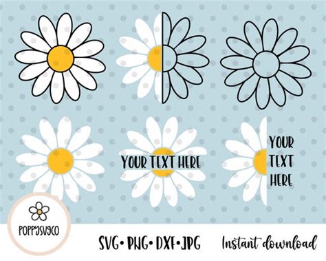 Daisy Svg Daisy Split Svg Flower Svg Groovy Flower Half Etsy Australia