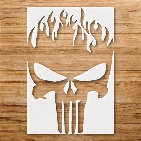 Punisher Skull Stencil Image Punisher Skull Stencil Reusable Color