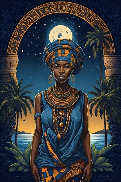 Premium Ai Image Nubian Pattern And Nile In Moonnight Night