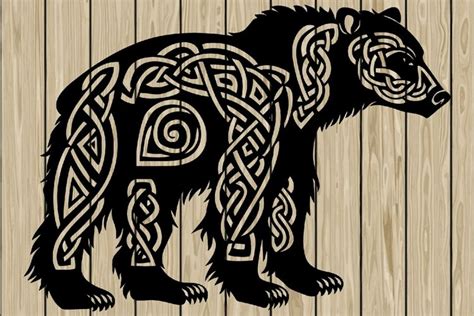 Bear Standing Celtic Design Stencil Silhouette Svg