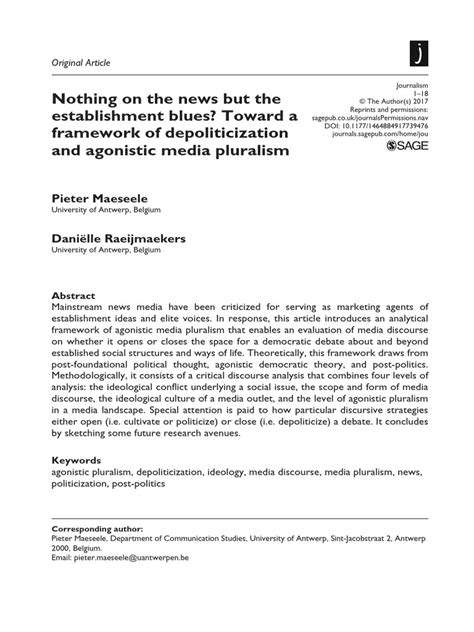 Maeseele 2017 Establishment Blues Toward A Framework Of