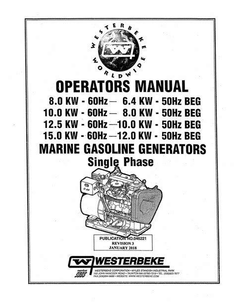 Westerbeke 10 0 Beg Portable Generator Operators Manual Manualslib