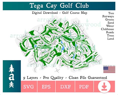 Tega Cay Golf Club Tega Cay Sc Digital Download Golf Course Map