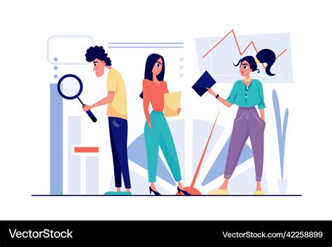 Data Analysis Concept In Flat Cartoon Design Vector Image