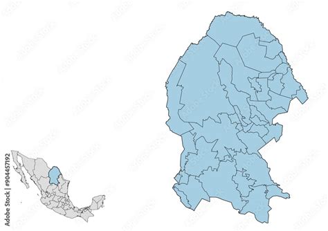 Mapa De Los Municipios Del Estado De Coahuila México Stock