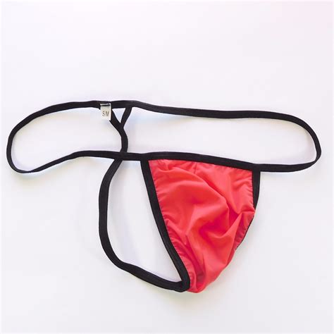K7992 K799 Mens Triangle Back String Posing Thong Contoured Pouch Silky