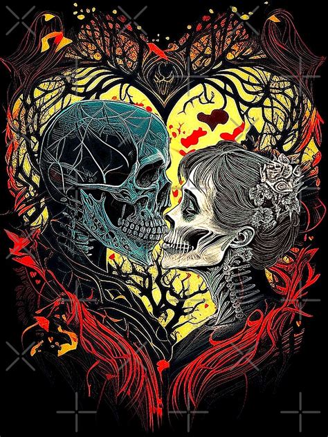 Love Skull Heart Skeletons Kissing Poster For Sale By Roedanedesign