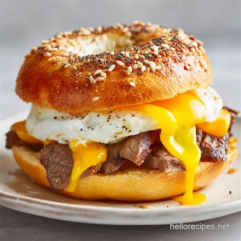 Steak Egg And Cheese Bagel Hello Recipes