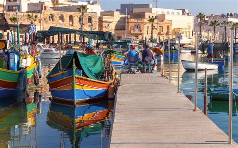 Marsaxlokk Traditional Boats Luzzu In The Old Harbor Stock Image