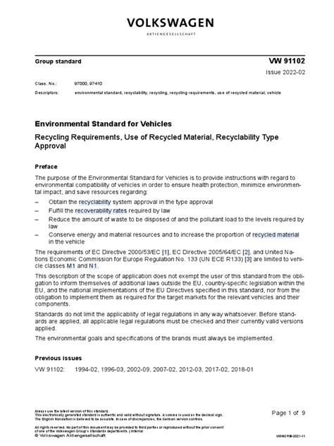 Vw 91102 En Pdf Rechargeable Battery Recycling