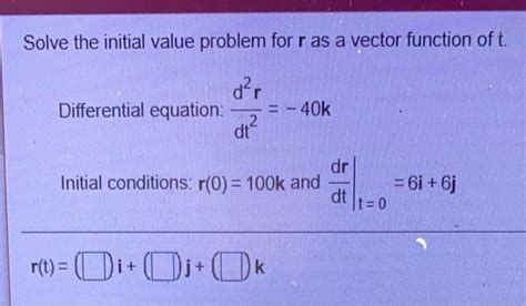 solved solve the initial value problem for r as a vector