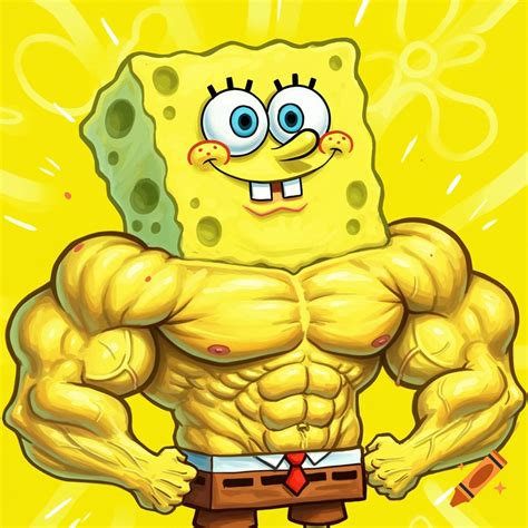 Spongebob Squarepants With Giant Exaggerated Muscles Flexing On Craiyon