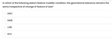 Solved In Which Of The Following Datum Feature Modifier