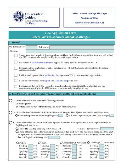 Fillable Online Luc Application Form Liberal Arts And Sciences Fax Email