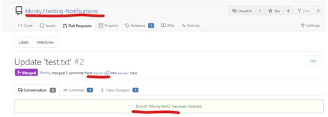 When Merging A Pr And Deleting The Branch The Info Box Text Is Not