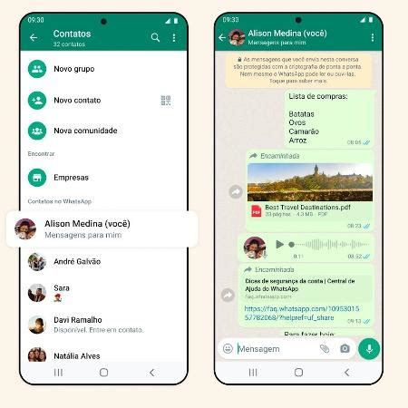 WhatsApp oficializou: agora você pode mandar mensagens para você mesmo