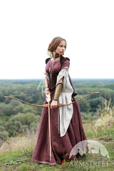 Medieval Linen Dress Archeress” With Undertunic And Corset Medieval Clothing Renaissance