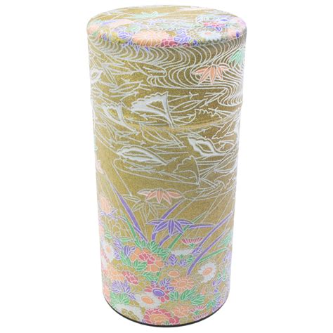 Flowing Flowers On Gold 7oz Paper Tea Canister