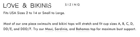 Love And Bikinis Size Chart Saint Bernard