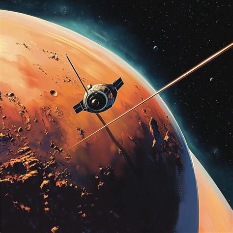 An Illustration Of A Spacecraft Performing A Gravity Assist Maneuver Around A Planet Premium