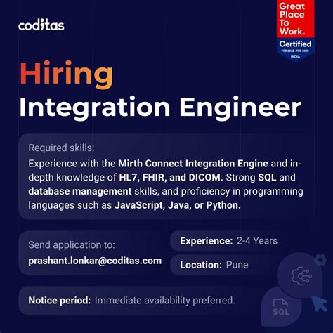 Coditas On Linkedin Hiringnow Hl7 Fhir Dicom Hiring Mirthconnect Integrationengineer