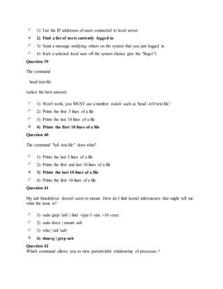 Linux Final Exam DOCX Operating Systems Computer Software And Applications