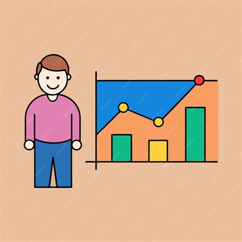 Premium Vector Illustration Of A Man Front Of Graph With Happy Facial
