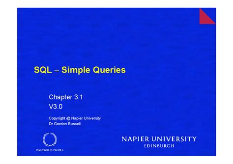 Sql1 Structured Query Language Sql Simple Queries Chapter 3 V3