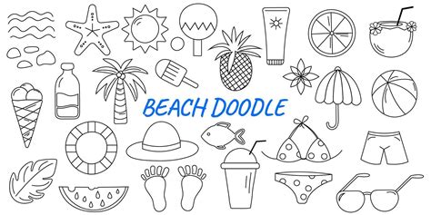 Summer Collection Of Editable Strokes Beach Doodles 45937327 Vector
