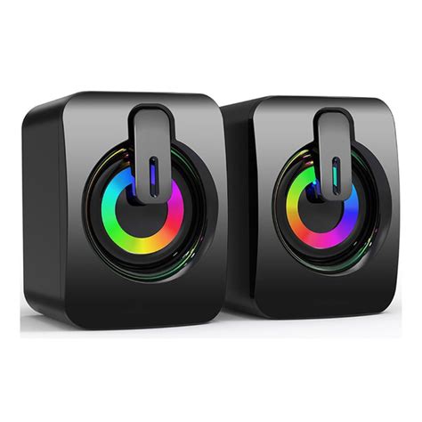 1 Pair Mini Computer Speakers Pc Sound Box Hifi Stereo Microphone Usb Wired Speakers With Led