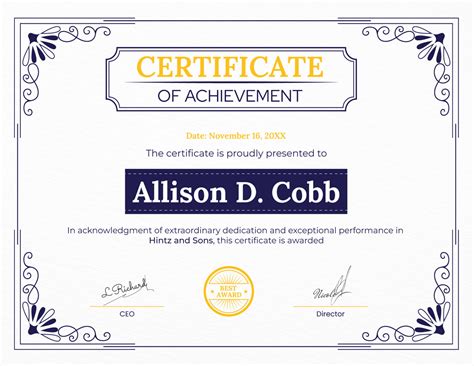 Community Service Certificate Template Landscape Wordlayouts