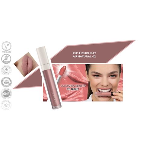Ruj Lichid Mat Rezistent La Transfer Au Natural 02 Farmasi 4ml