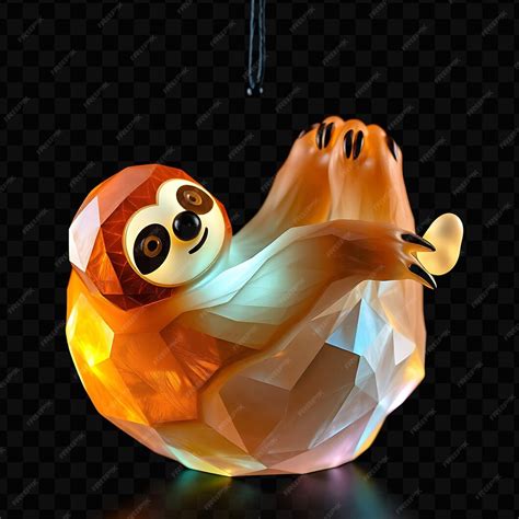 Radiant 3d Sloth With Frosted Glass A Frosted Glass Sloth With A Neon