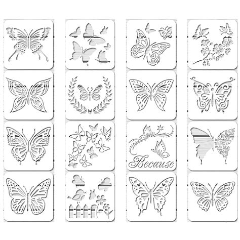 16pcs Reusable Butterfly Stencils Butterfly Template Art Stencils For
