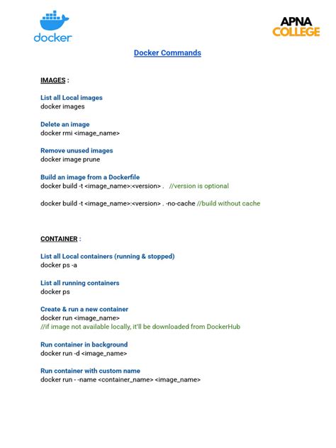 Essential Docker Commands Guide Pdf Unix Variants Interoperability