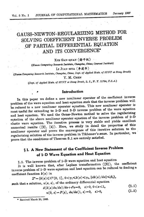global science press gauss newton regularizing method for solving