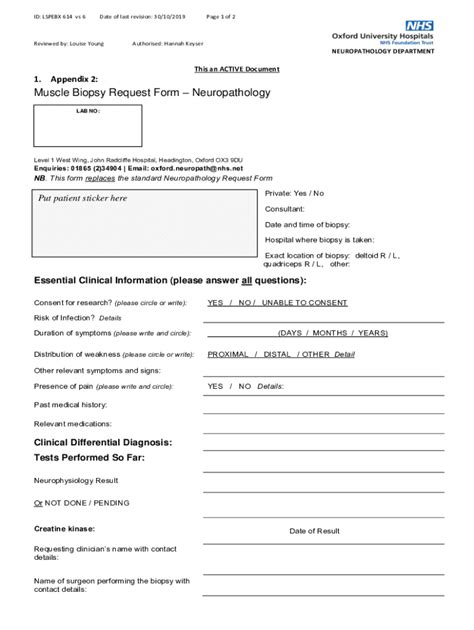 Fillable Online Muscle Biopsy Request Formneuropathology Fax Email