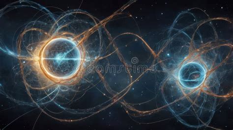 Exploring Quantum Entanglement Mysteries In The Universe Through Artistic Visualization Stock