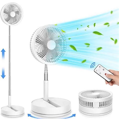 Portable Floor Fan Quiet Fan With Remote Control Foldable 4 Modes