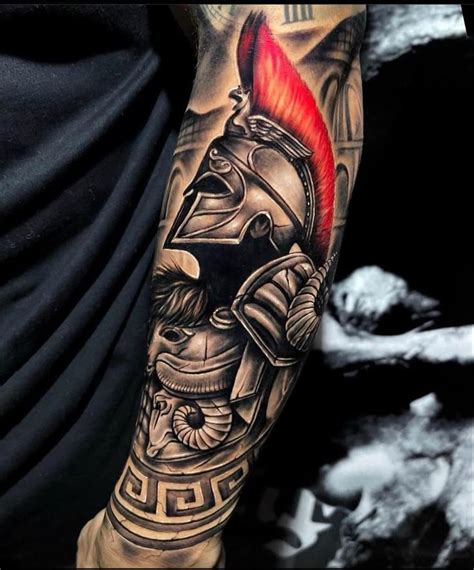 Spartan Helmet Tattoo 3d Full Sleeve In Progress Gladiator