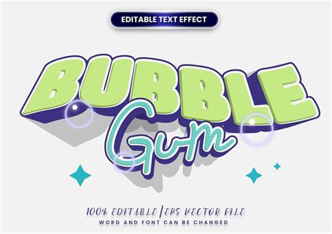 Premium Vector Cute Text Style Effect Bubble Gum Text Comic Style Effect Editable