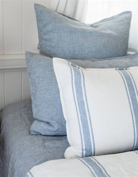 Pillowcase Set French Blue Ticking Stripe Yarn Dyed Linen Salt Living