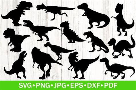 T Rex Bundle Svg Dinosaur Silhouettes Bundle
