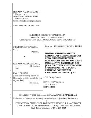 170 6 Peremptory Challenge Form Of Colusa Superior Court Ca Airslate