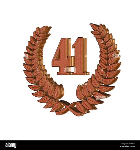 Number 41 With Laurel Wreath Or Honor Wreath As A 3d Illustration 3d