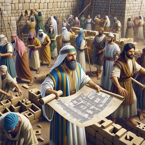 Nehemiah And Diverse Men Rebuild Wall Animation Scene Ai Art